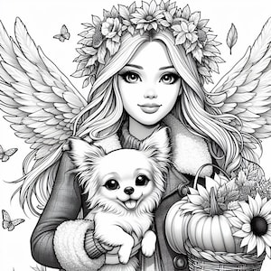 40 Angel Coloring Pages, Women Angels Coloring Pages, Girl, Grayscale ...