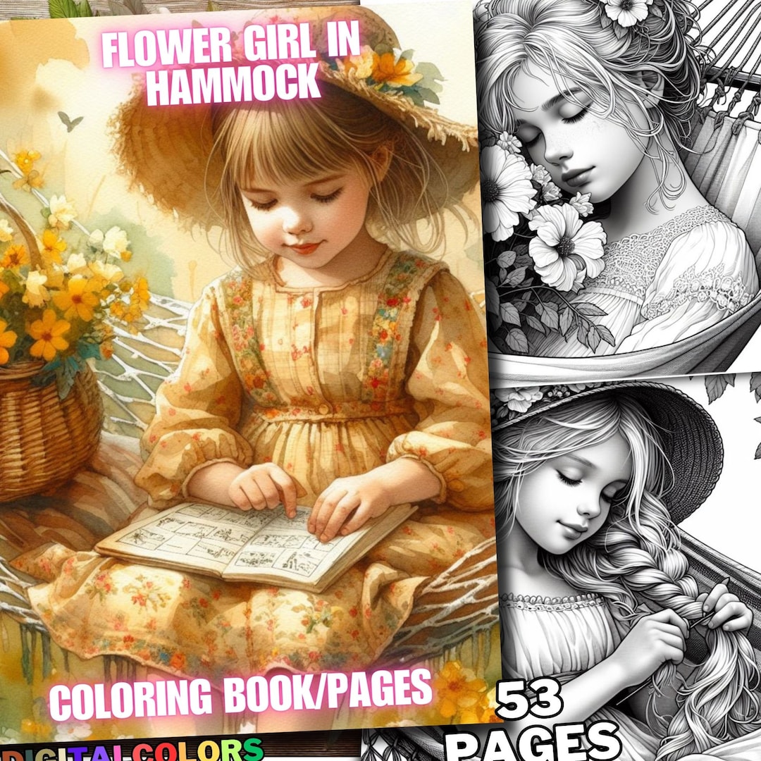 53 Flower Girl in Hammock Coloring, Floral Woman Coloring Pages, Women ...
