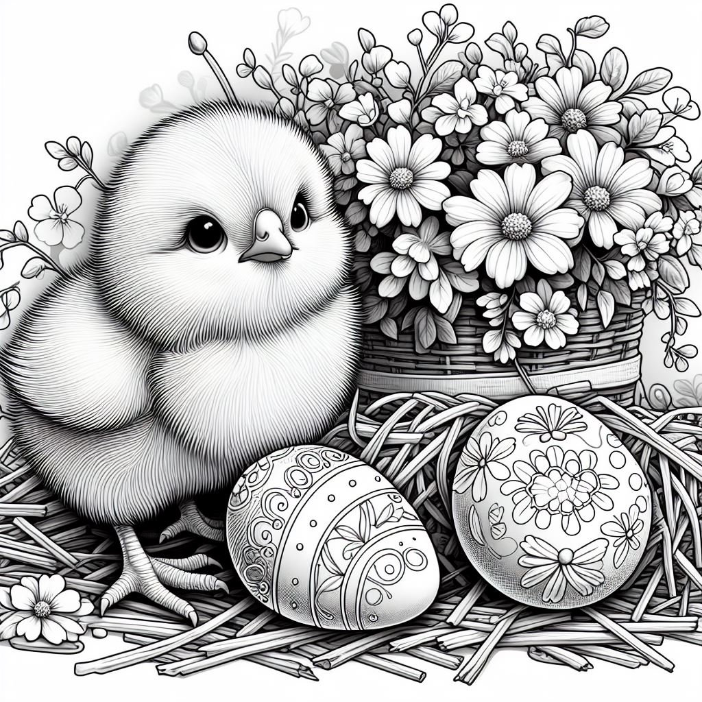 63 Easter Chick Coloring Pages, Floral Easter Birds Coloring Book Cute ...