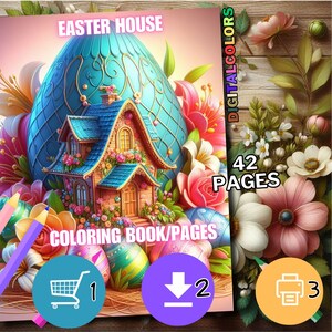 42 Easter House Coloring Pages, Floral Easter Houses Fairy Coloring ...