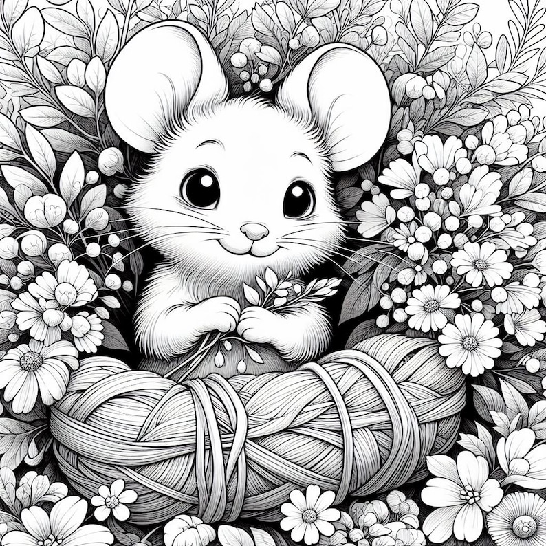 50 Mouse Coloring Pages, Mouse Coloring Book, Baby Animal Coloring ...