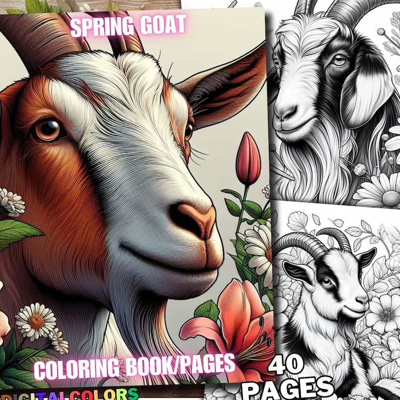 40 Spring Animal Goat Coloring Pages, Spring Flowers Coloring Book ...