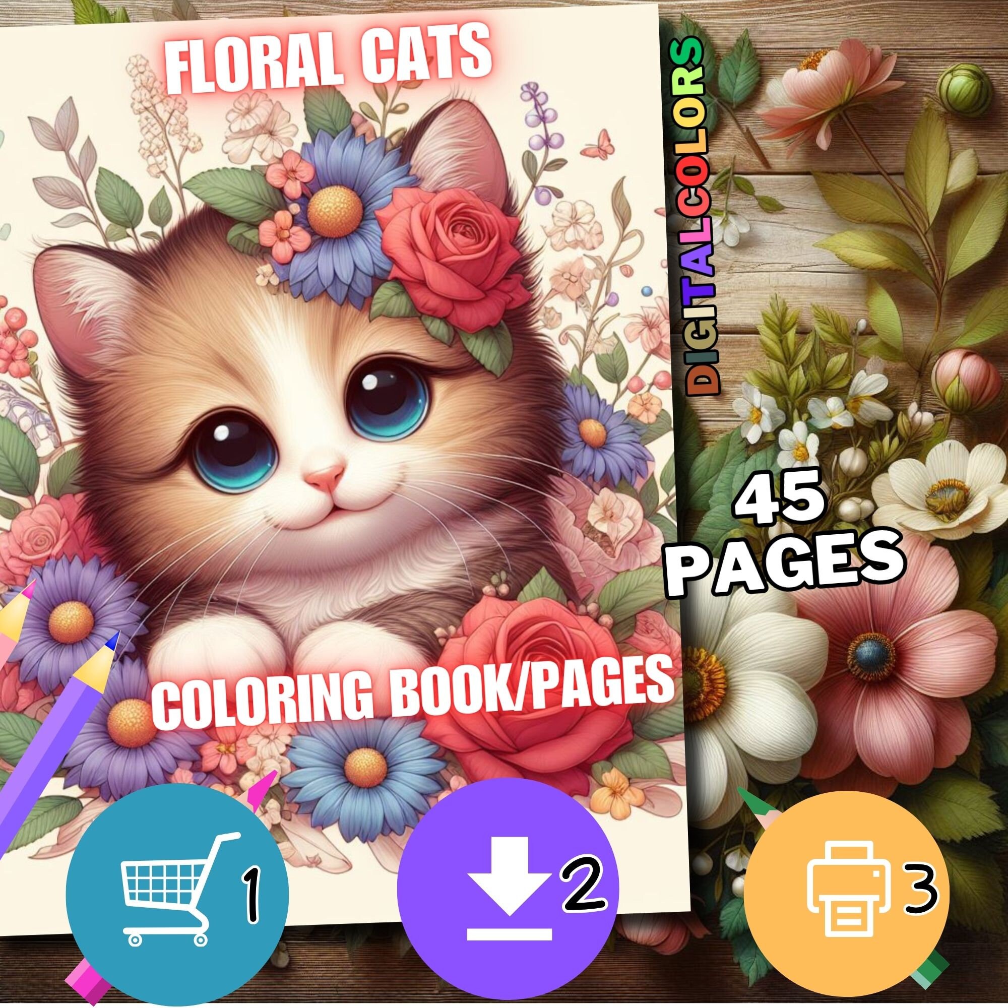 45 Cat Coloring Book, Cat Coloring Pages, Sheets, Books, Cats, Animals ...