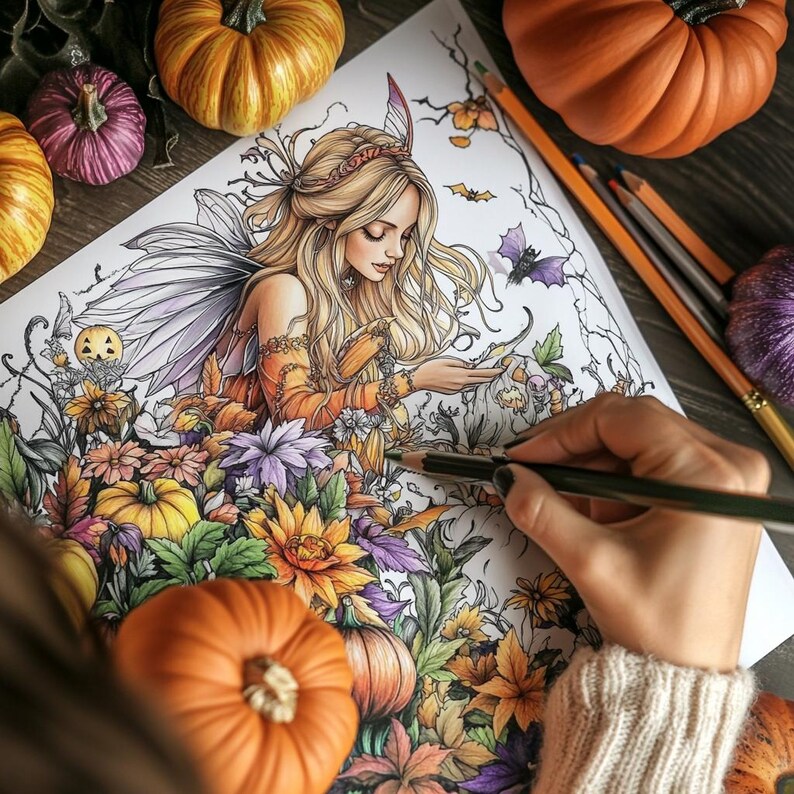 55 Halloween Fairy Coloring Pages, Halloween Fairies Coloring Book ...