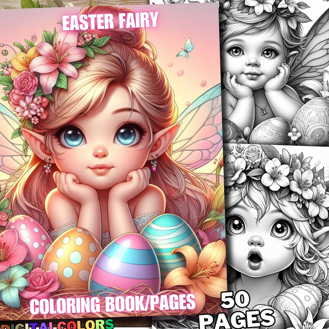 50 Easter Fairy Coloring Book, Easter Floral Fairies Coloring Pages ...