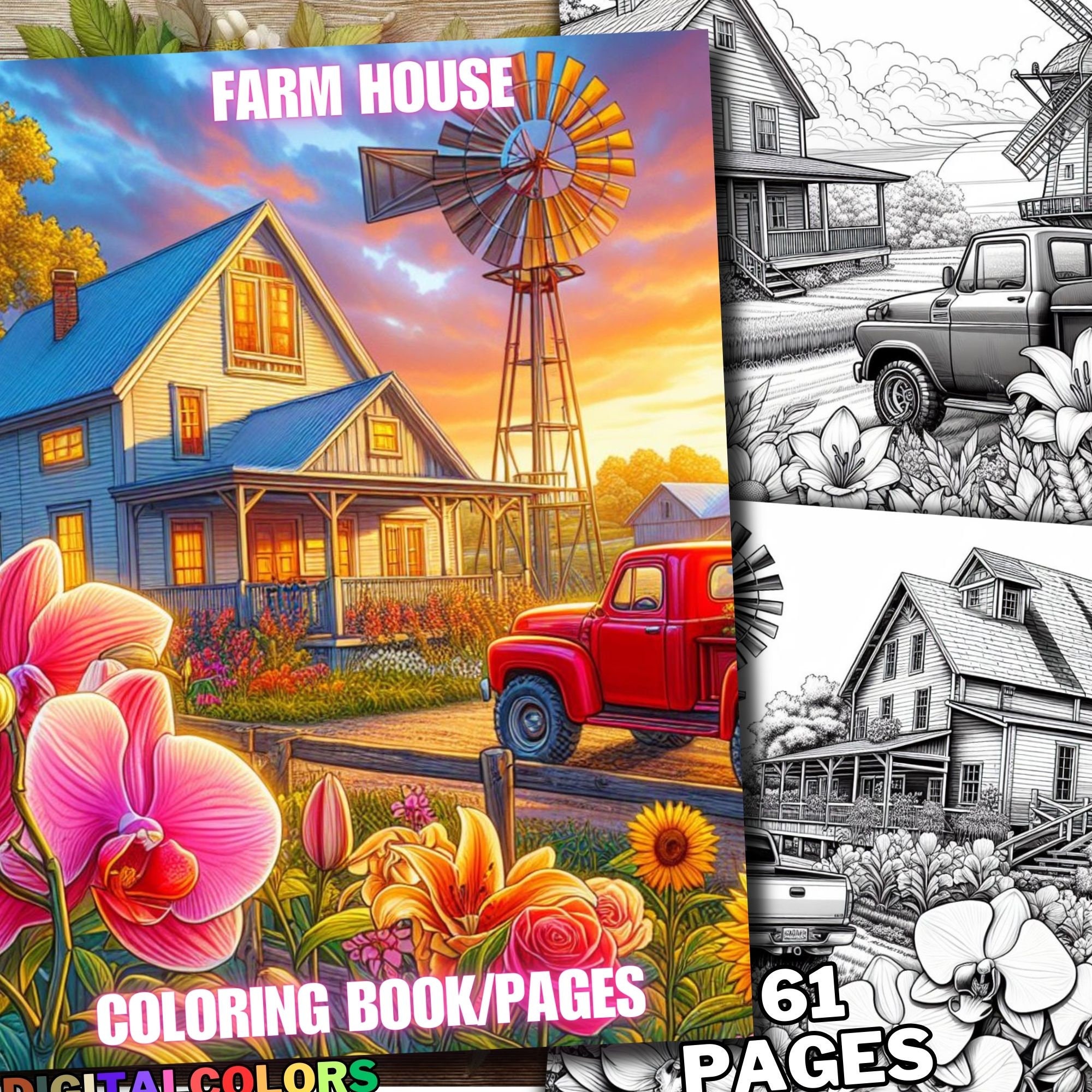 61 Farm House Coloring Pages, Houses Coloring Book Printable Fantasy ...