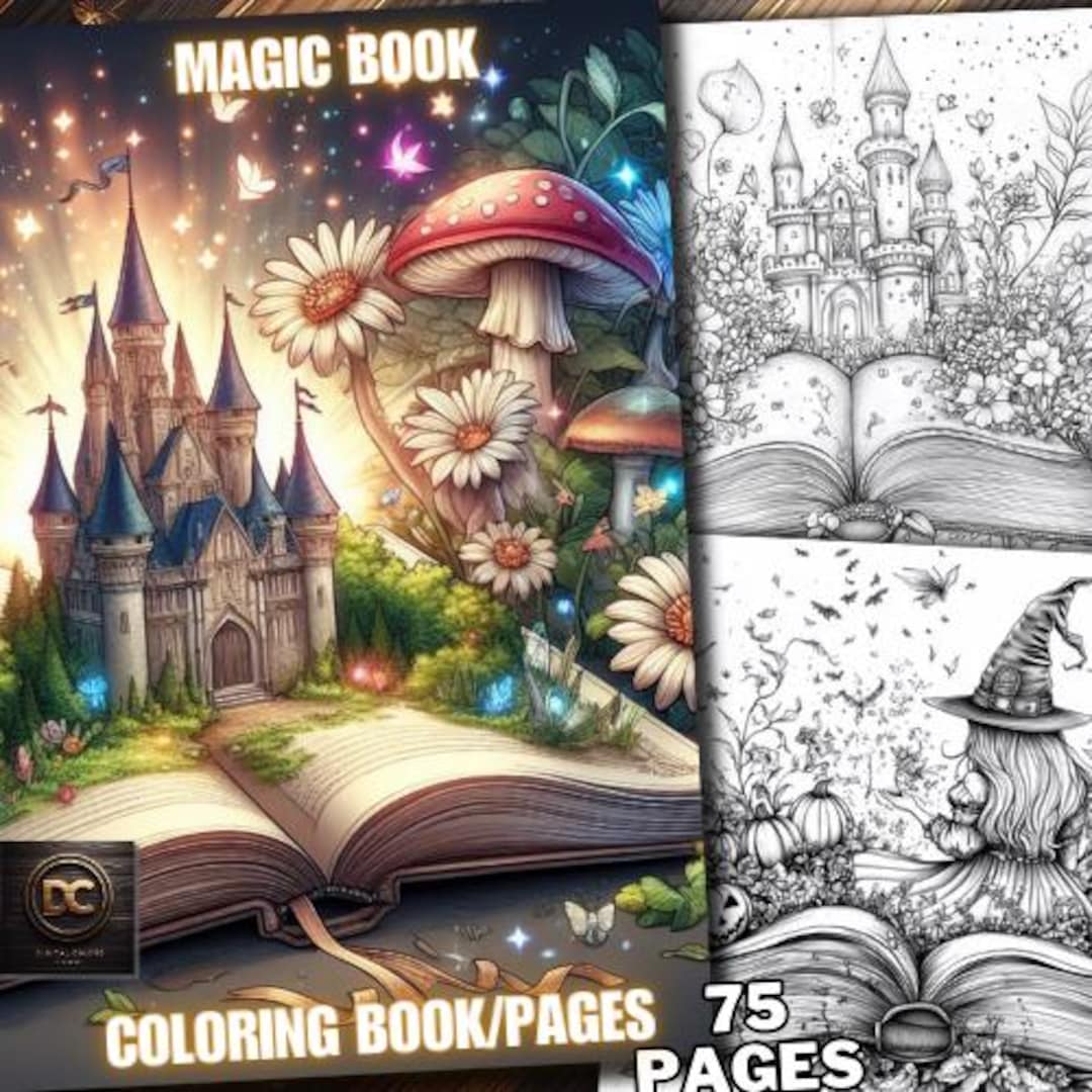 75 Open Magic Book Coloring Pages, Magical Enchanted Fairytale Books ...