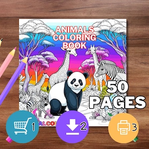 50 Animal Coloring, Animals Coloring Book and Pages, Pages, Cute Modern ...