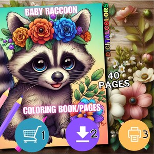 40 Floral Baby Raccoon Coloring Pages Cute Baby Animals Coloring Pages ...