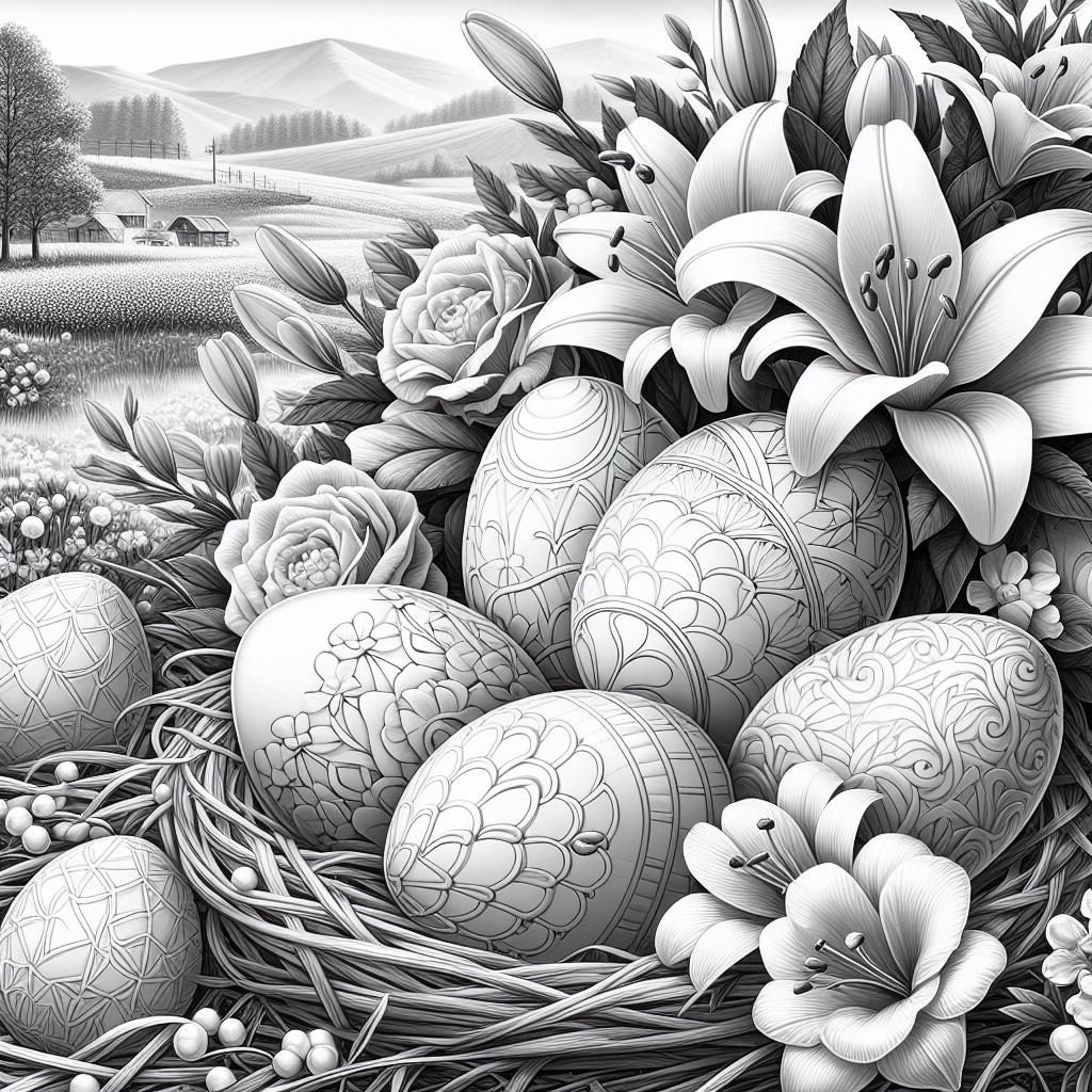 60 Easter Eggs Coloring Pages Floral Easter Egg Coloring Book Cute ...