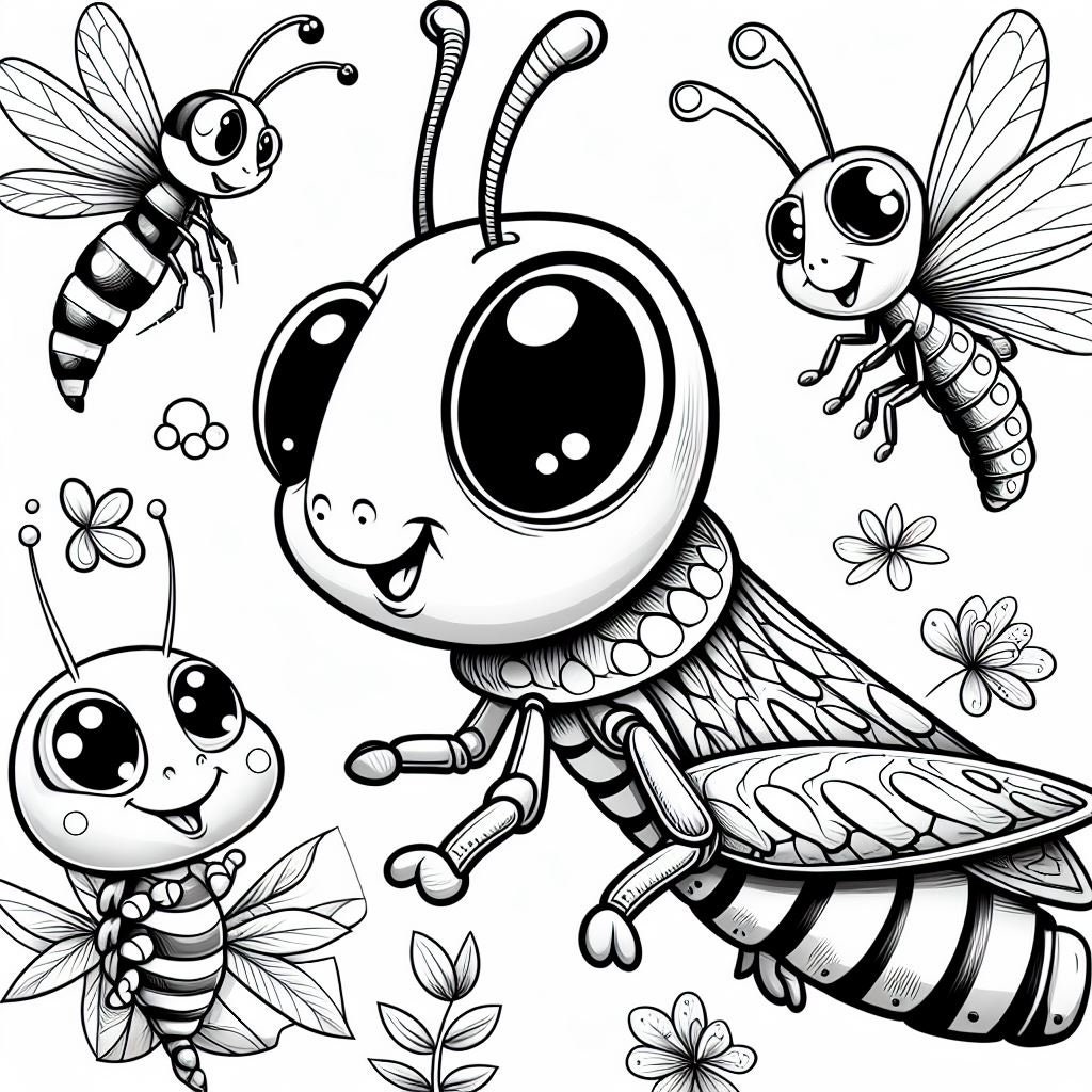 60 Cute Bug Coloring Pages for Kids, Bug Coloring Pages Insect Coloring ...
