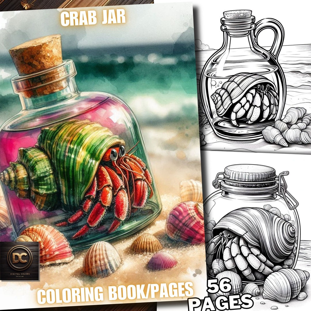 56 Crab Jar Coloring Pages, Crabs Jar Coloring Book, Animal Coloring ...