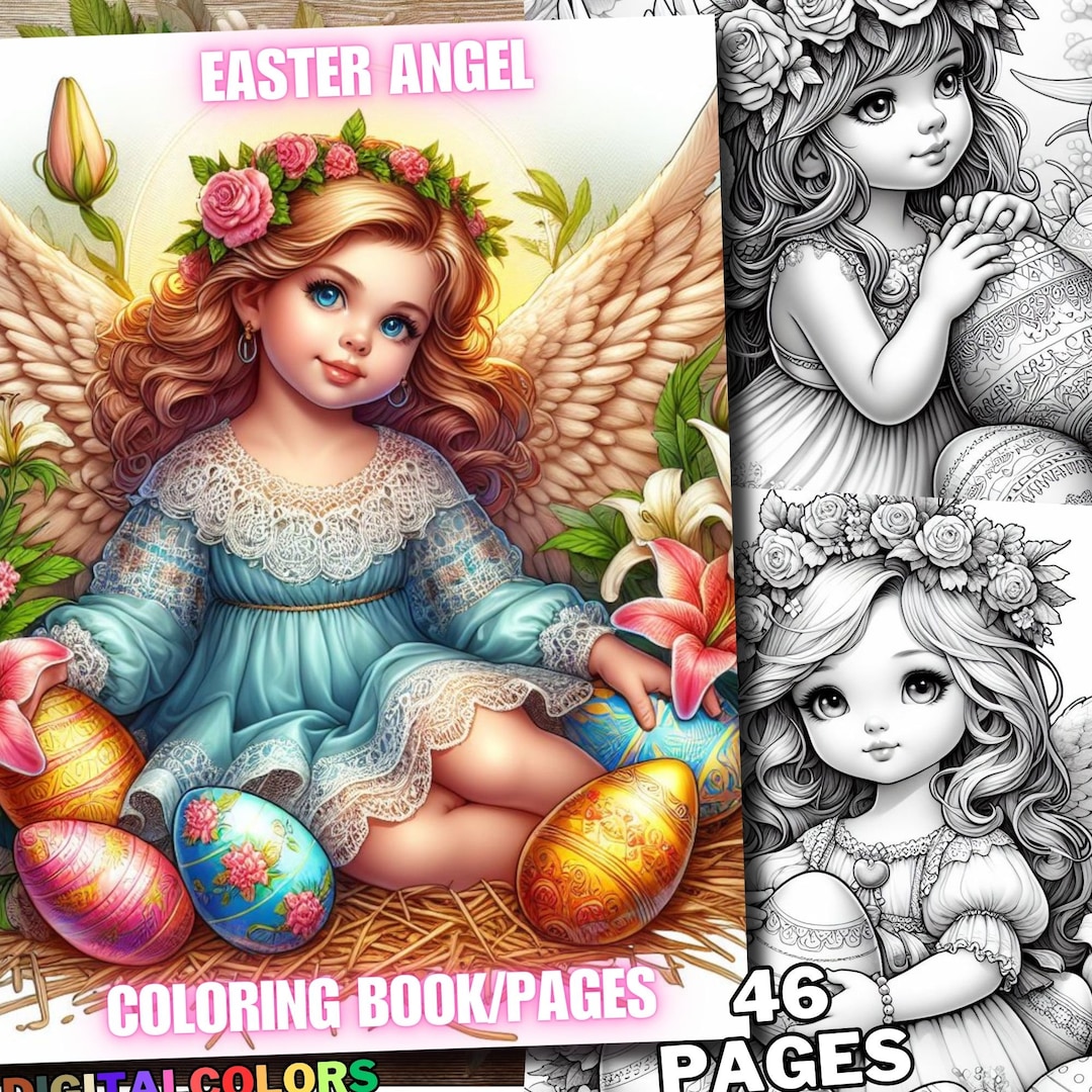 46 Easter Angel Coloring Pages Floral Easter Angel Coloring Book Cute ...