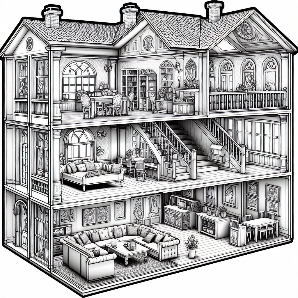 46 Doll House Coloring Pages Dolls Home Printable Fantasy Coloring Book ...