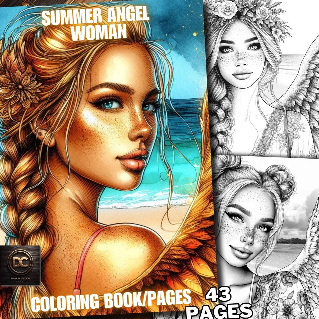 43 Summer Angel Woman Coloring Pages, Angel Women Coloring Book ...