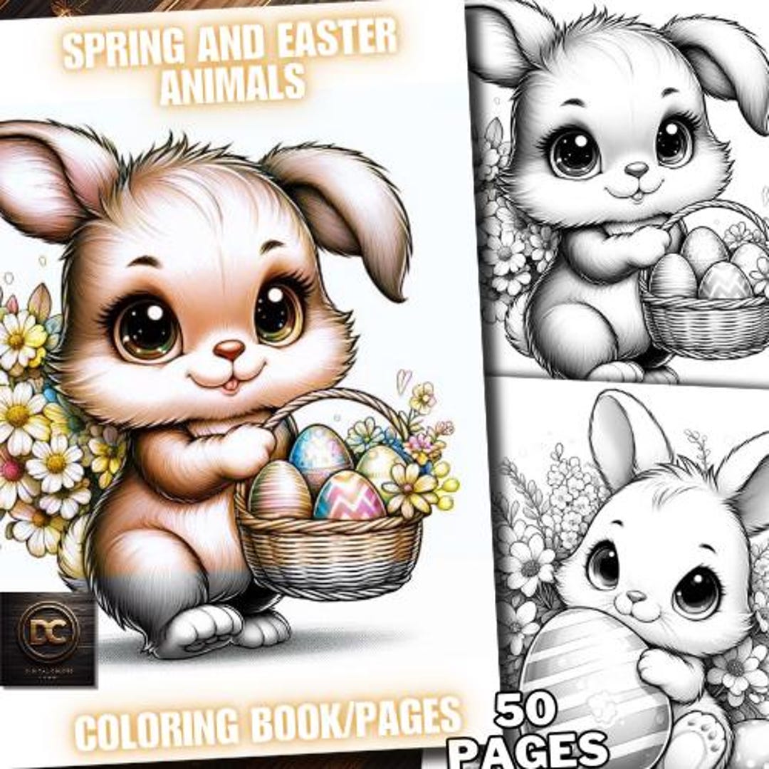50 Spring and Easter Animals Coloring Pages, Printable Cute Animals ...