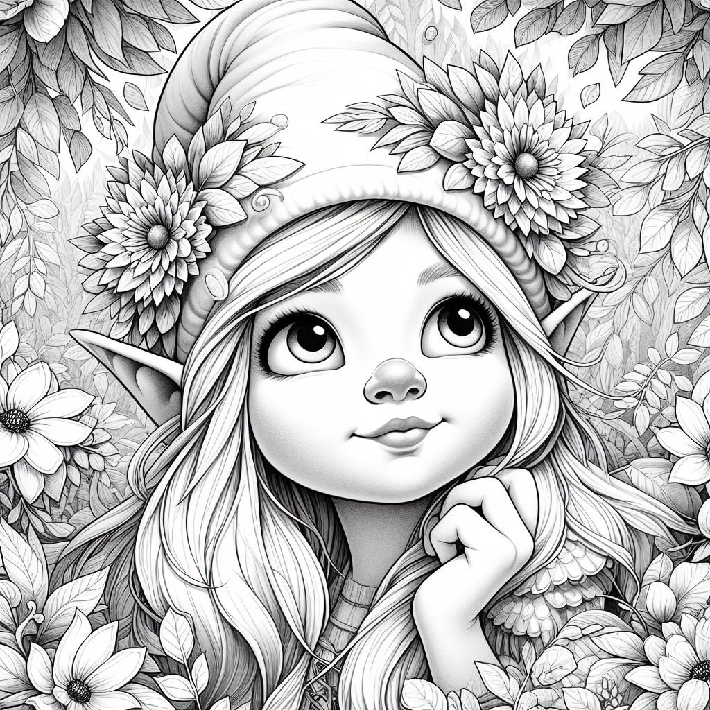 80 Floral Gnome Girls Coloring Pages Gnomes Elf Coloring Pages Elf ...