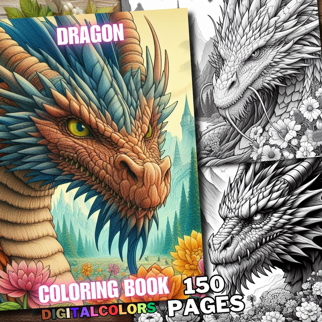 150 Dragon Coloring, Dragon Coloring Pages, Dragon Coloring Book Floral ...
