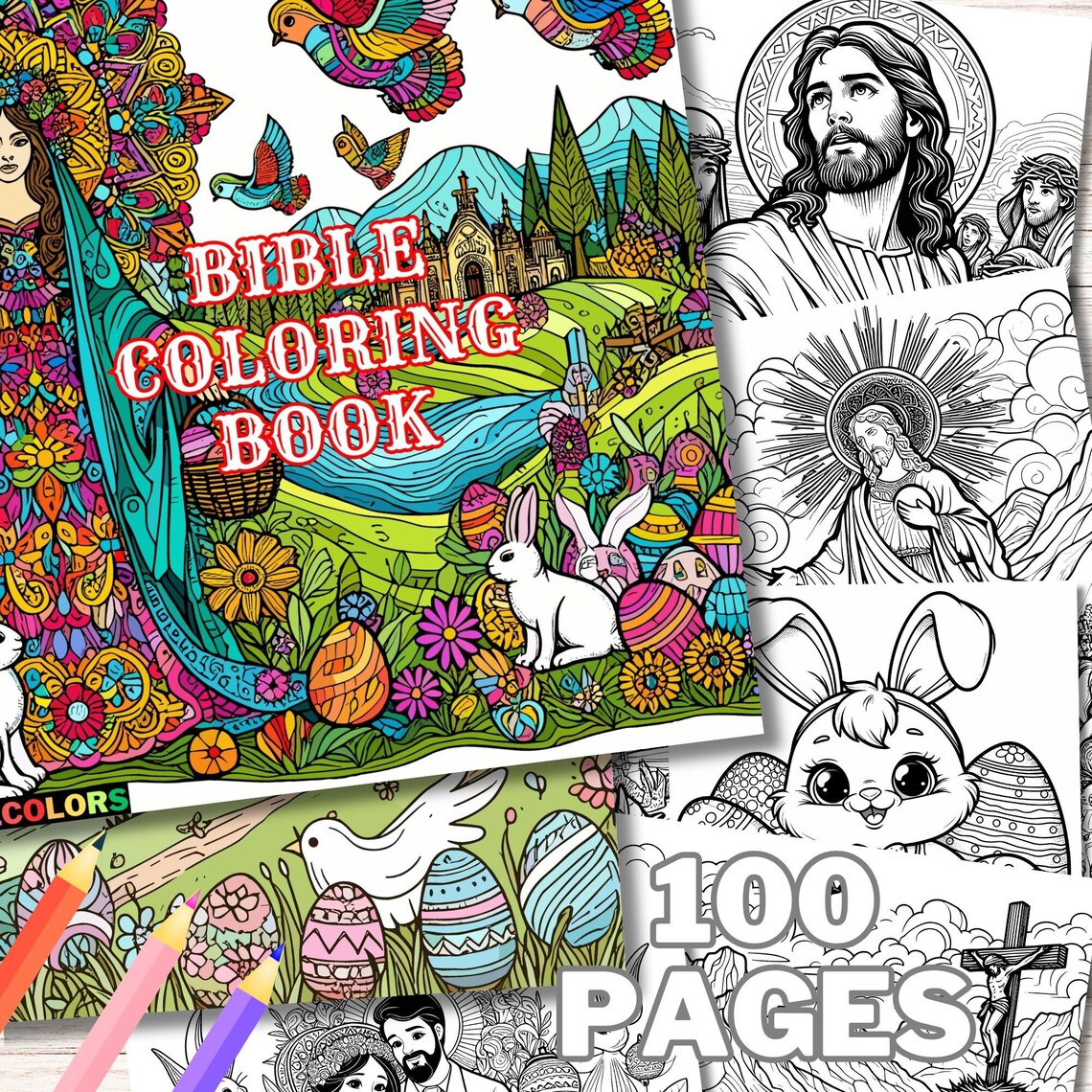 100 Colorig Book, Coloring Pages, Download, Printable, Digital, Bible ...