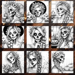 75 Gothic Girl Coloring Spooky Halloween Printable Goth Woman Creepy ...
