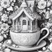 41 Teacup House Coloring Book, Fairy House Coloring Pages, Floral Home ...