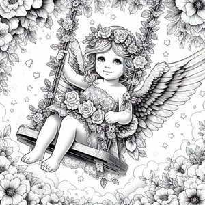 40 Baby Angel Coloring Book Little Angel Coloring Pages Grayscale ...