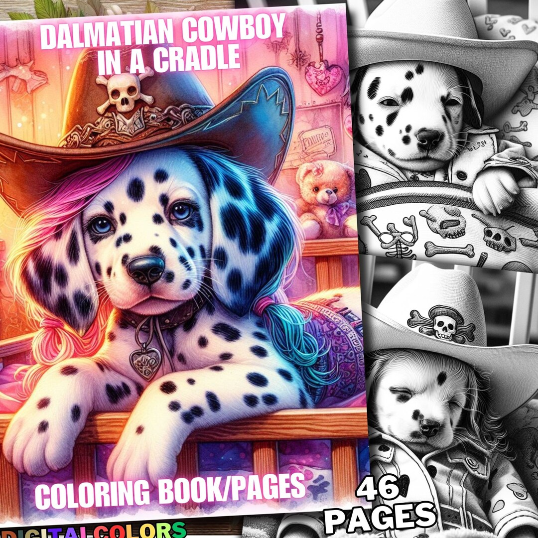 46 Dalmatian Cowboy in a Cradle Coloring Pages, Dog Dalmatian Coloring ...