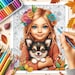 42 Autumn Girl and Chihuahua Coloring Pages, Flower Dog Coloring Book ...