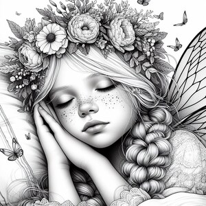 60 Little Fairy Sleeping in a Cradle Coloring Pages, Fairy Coloring ...
