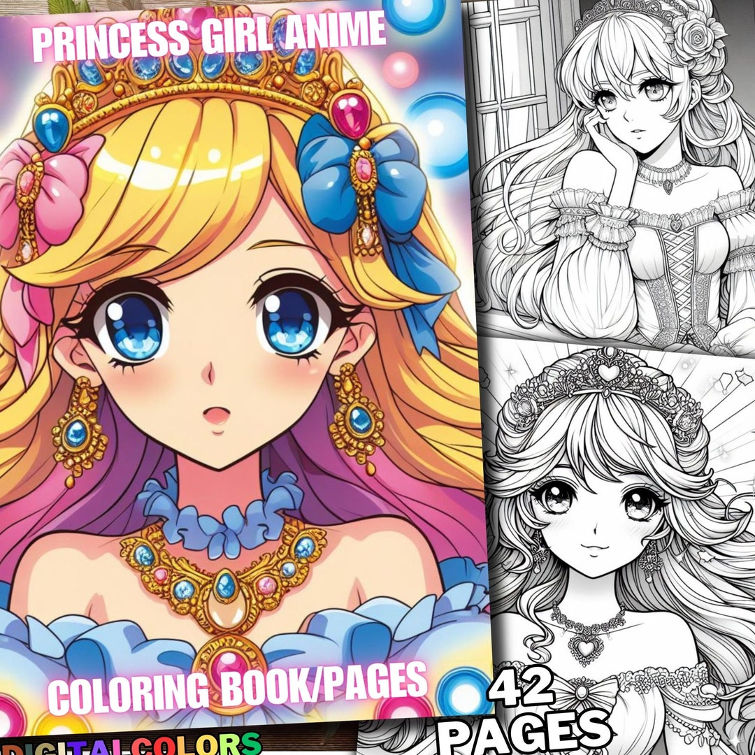 42 Princess Anime Girls Coloring Pages Fantasy Princesses Girl Anime ...