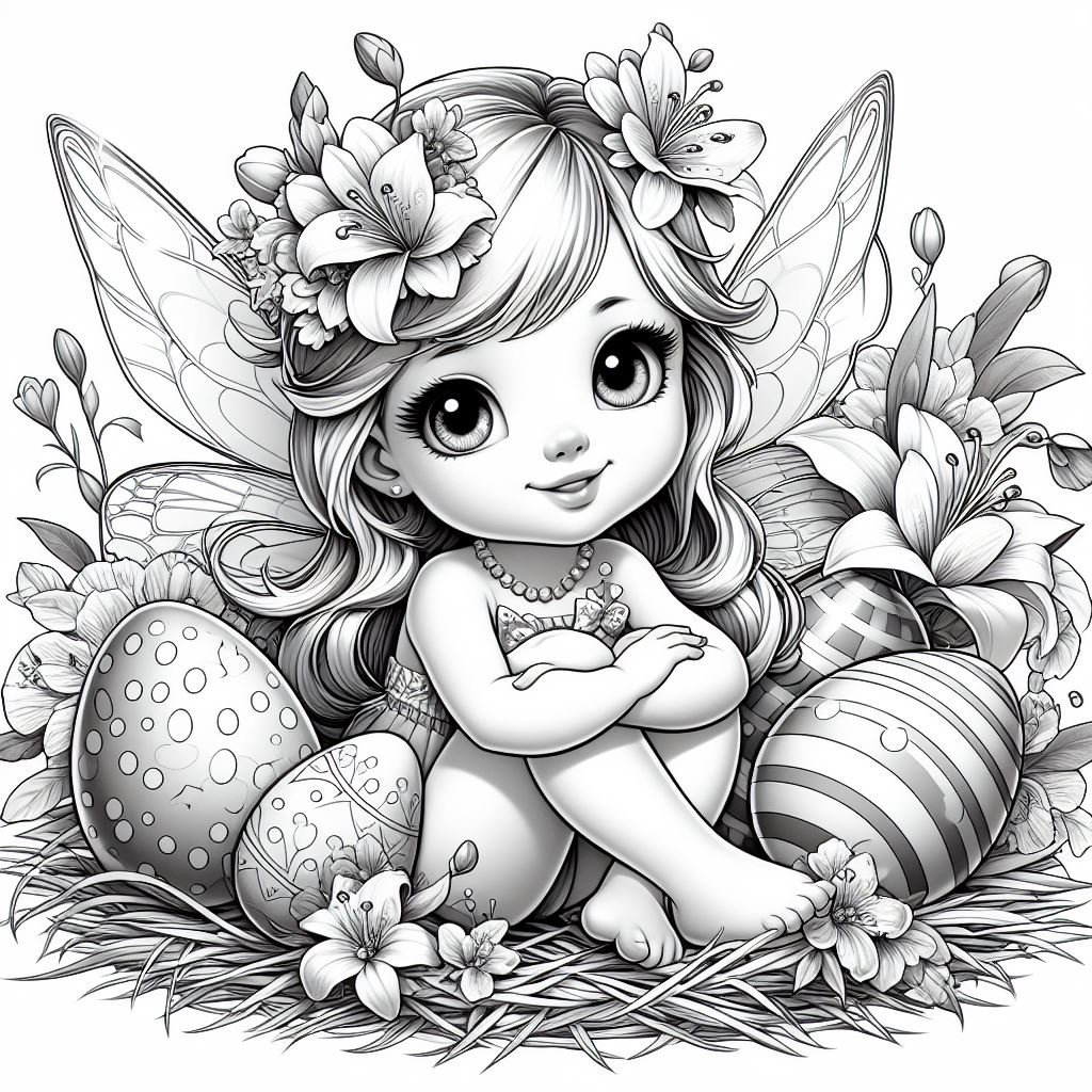 50 Easter Fairy Coloring Book, Easter Floral Fairies Coloring Pages ...