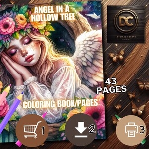 43 Angel in a Hollow Tree Coloring Pages, Angels Coloring Book ...