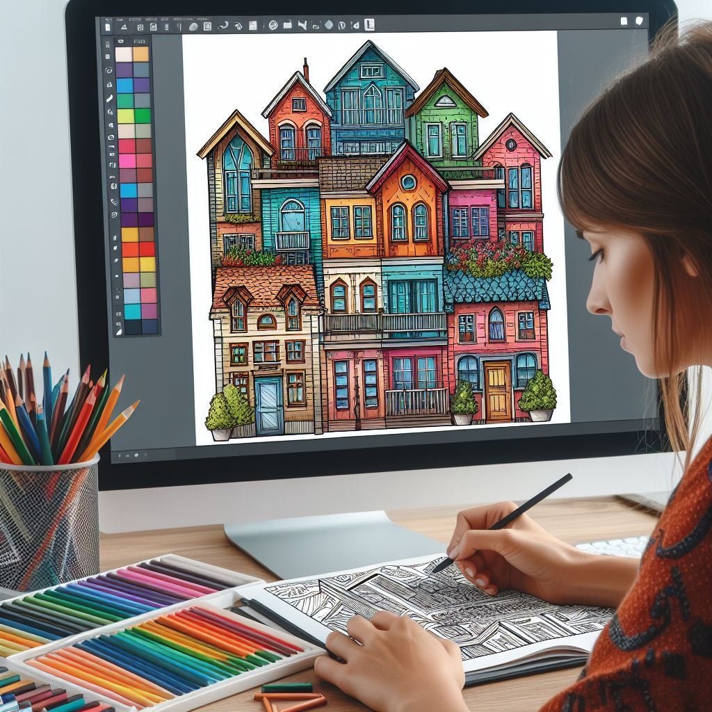 56 Doodle House Coloring Book, Small Houses Tower Coloring Pages ...