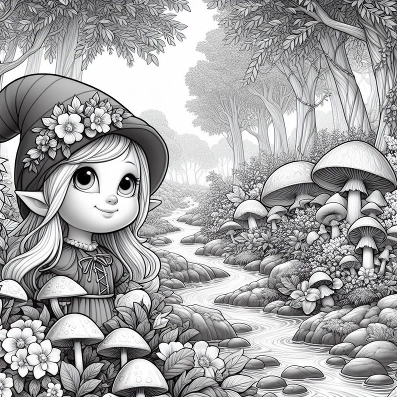 40 Floral Gnome Girls Coloring Pages Gnomes Elf Coloring Pages Elf ...