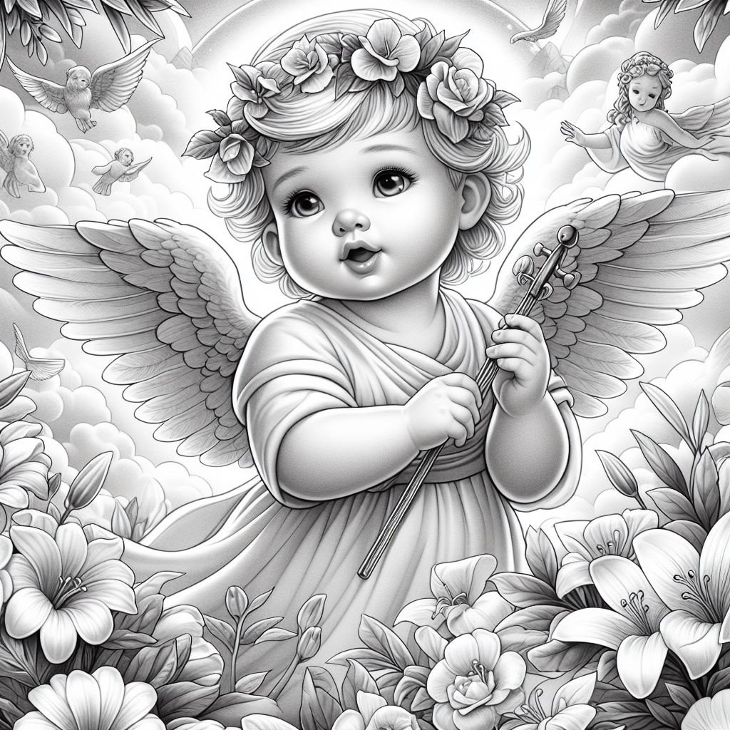 75 Baby Angel Coloring Book, Angel Coloring Pages, Little, Quality ...