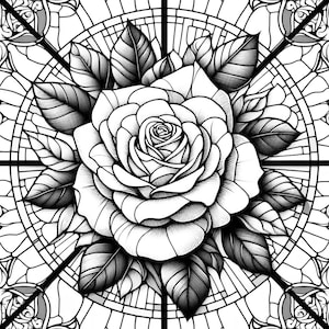 60 Stained Glass Rose Coloring Pages, Enchanted Fantasy Flowers ...