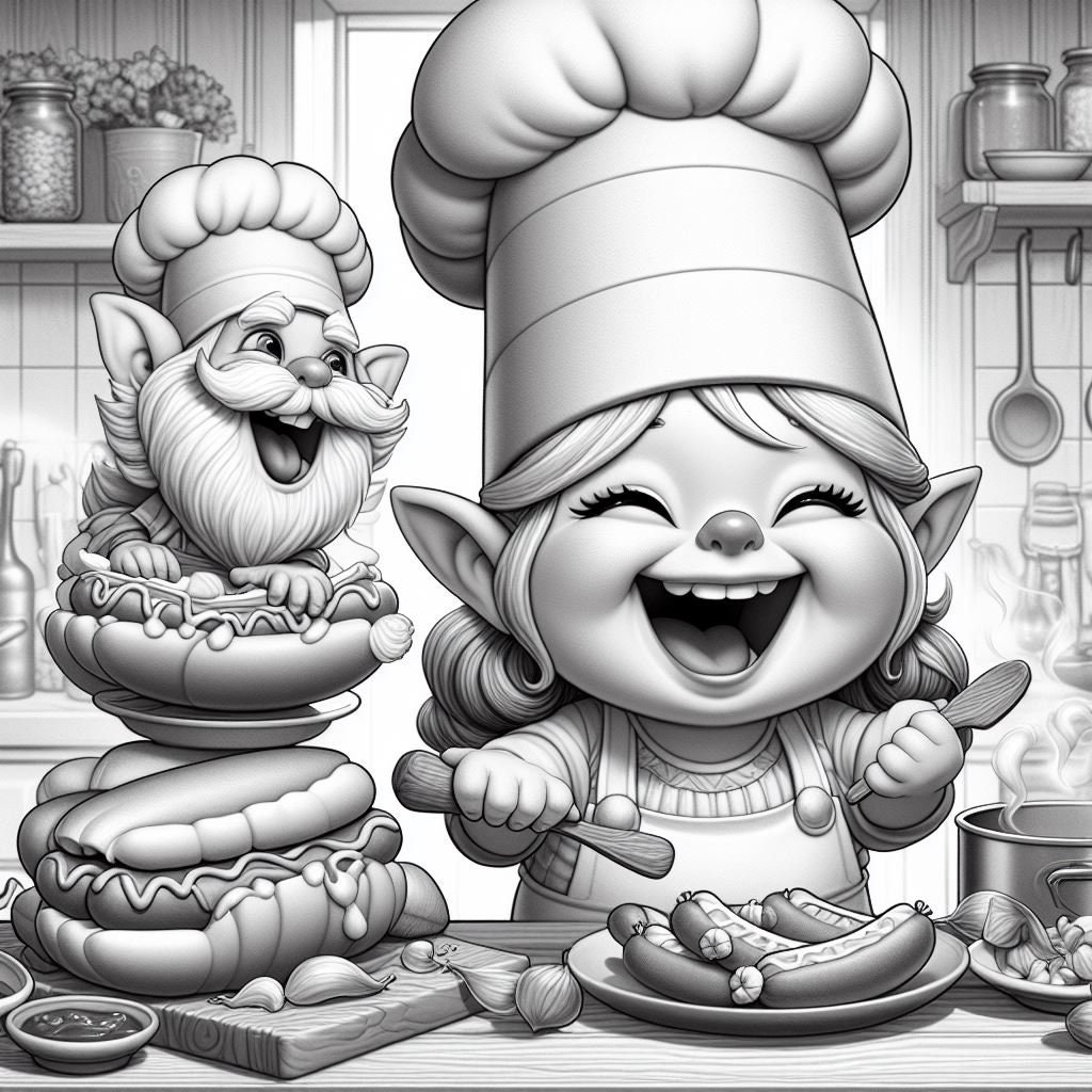 73 Gnome Cook Girl Coloring Book, Gnome Girl Cooking Coloring Pages ...