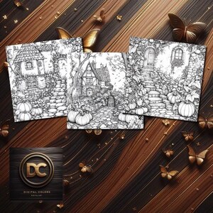 75 Fall House Coloring Pages, Autumn Houses Coloring Book, Home ...