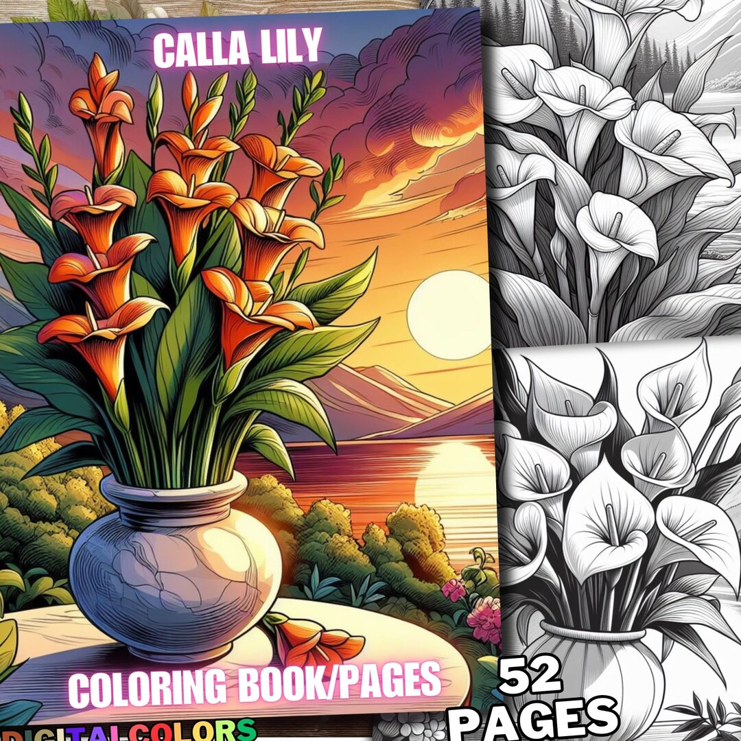 52 Calla Flowers Coloring Pages, Cute Flower Spring, Botanical Floral ...