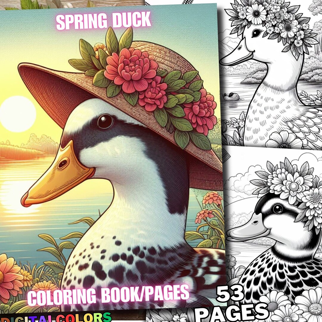 53 Spring Animal Duck Coloring Pages, Spring Birds Flowers Coloring ...