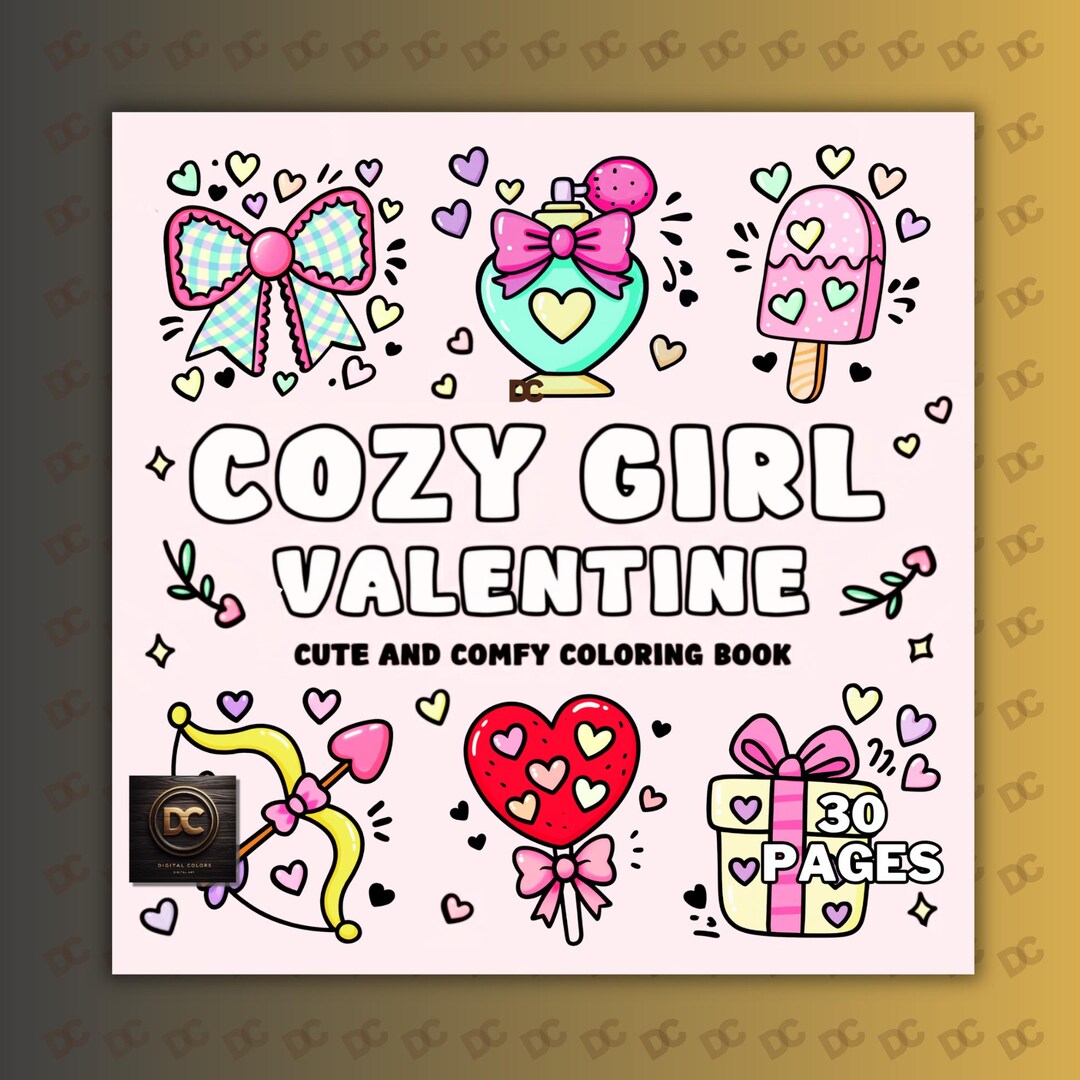 Cozy Girl Valentine Bold and Easy Coloring Book, 30 Cute Cozy Coloring ...