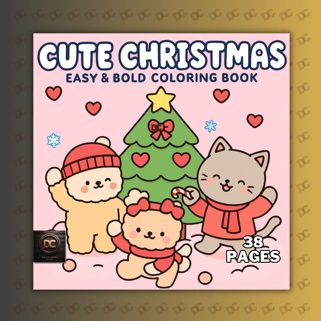 Cute Christmas Bold and Easy Coloring Book for Adults - Cozy Coco Wyo ...