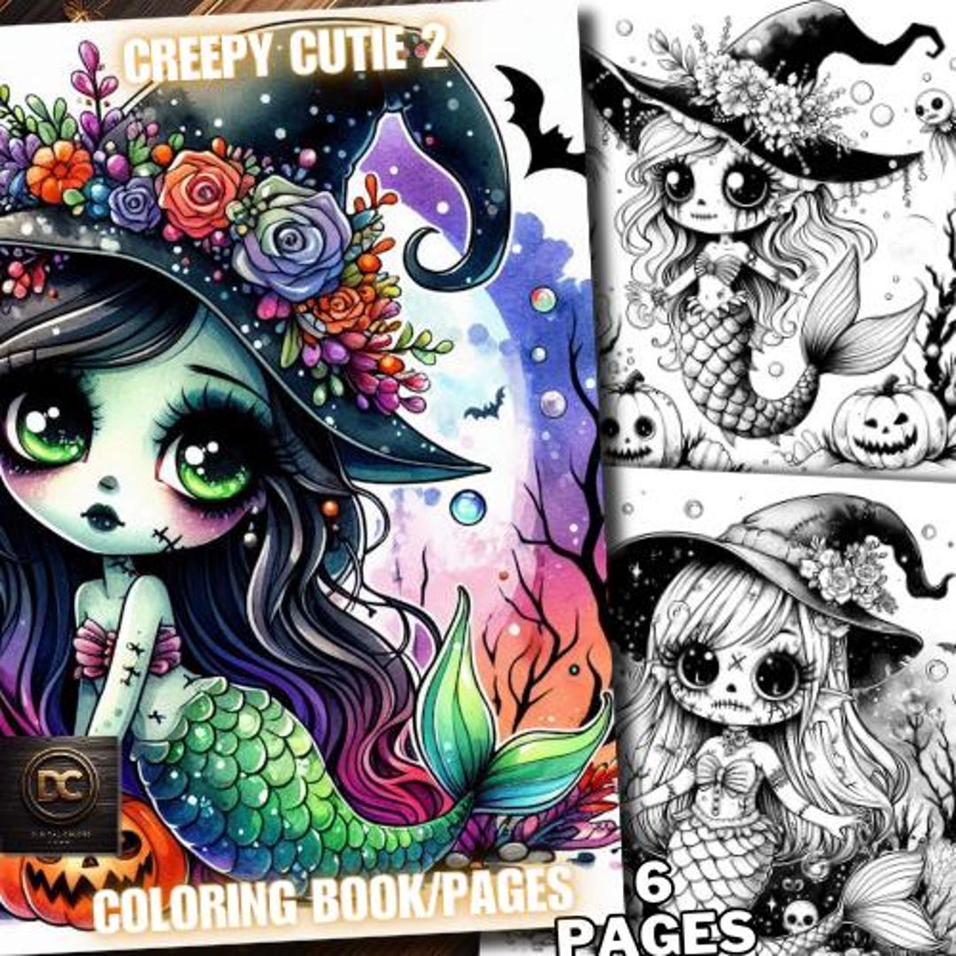 6 Creepy Coloring Pages Spooky Coloring Book Spooky Cutie Halloween ...