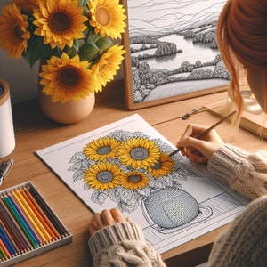 62 Sunflower Flowers Coloring Pages, Flower Spring Botanical Floral ...