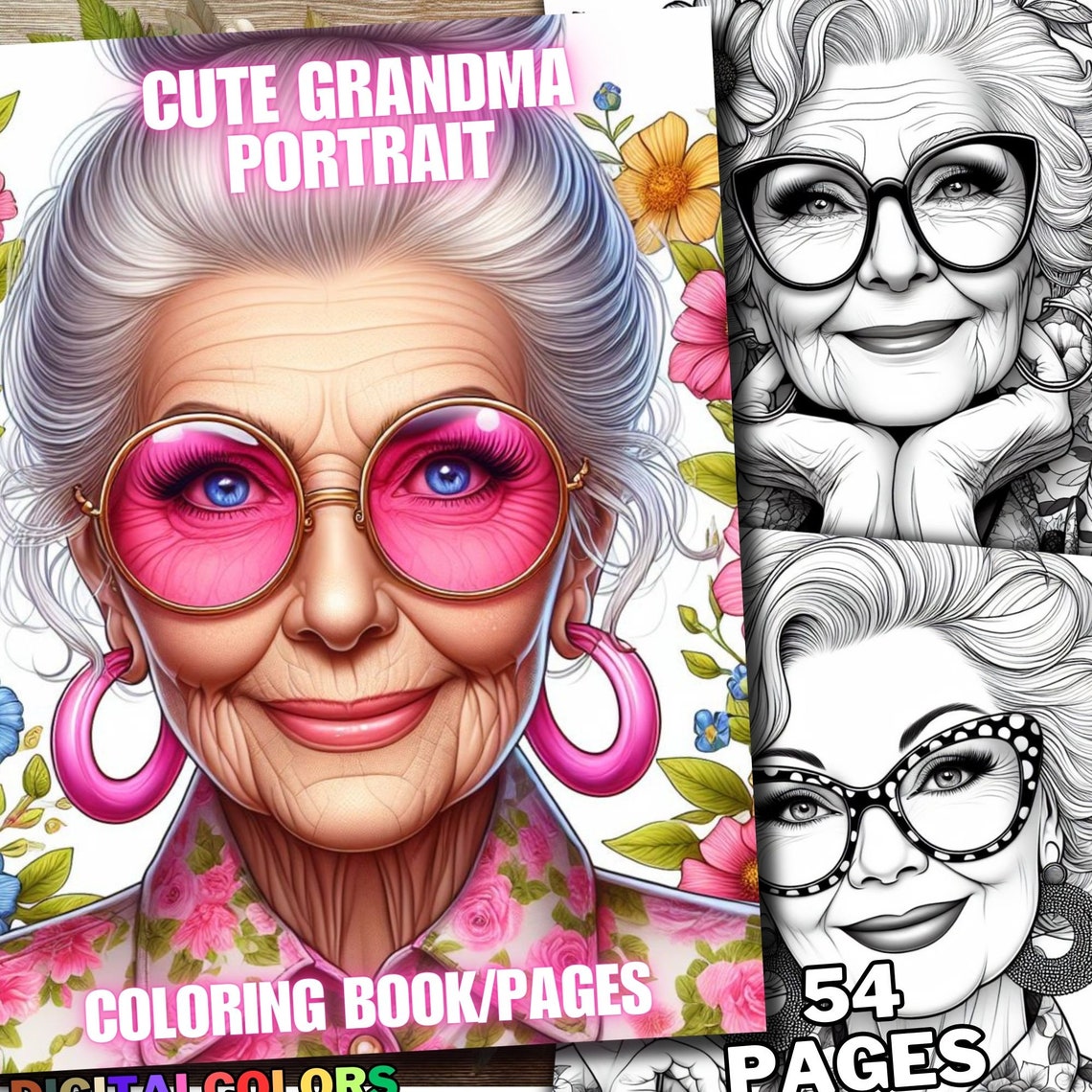 54 Cute Grandma Portraits Coloring Pages Wrinkled Old Lady Coloring ...