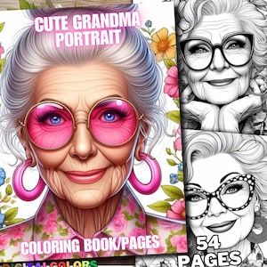 54 Cute Grandma Portraits Coloring Pages Wrinkled Old Lady Coloring ...
