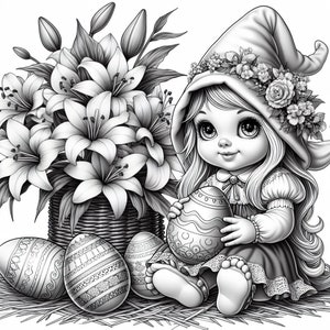 43 Easter Gnome Coloring Pages, Floral Easter Gnomes Coloring Book ...