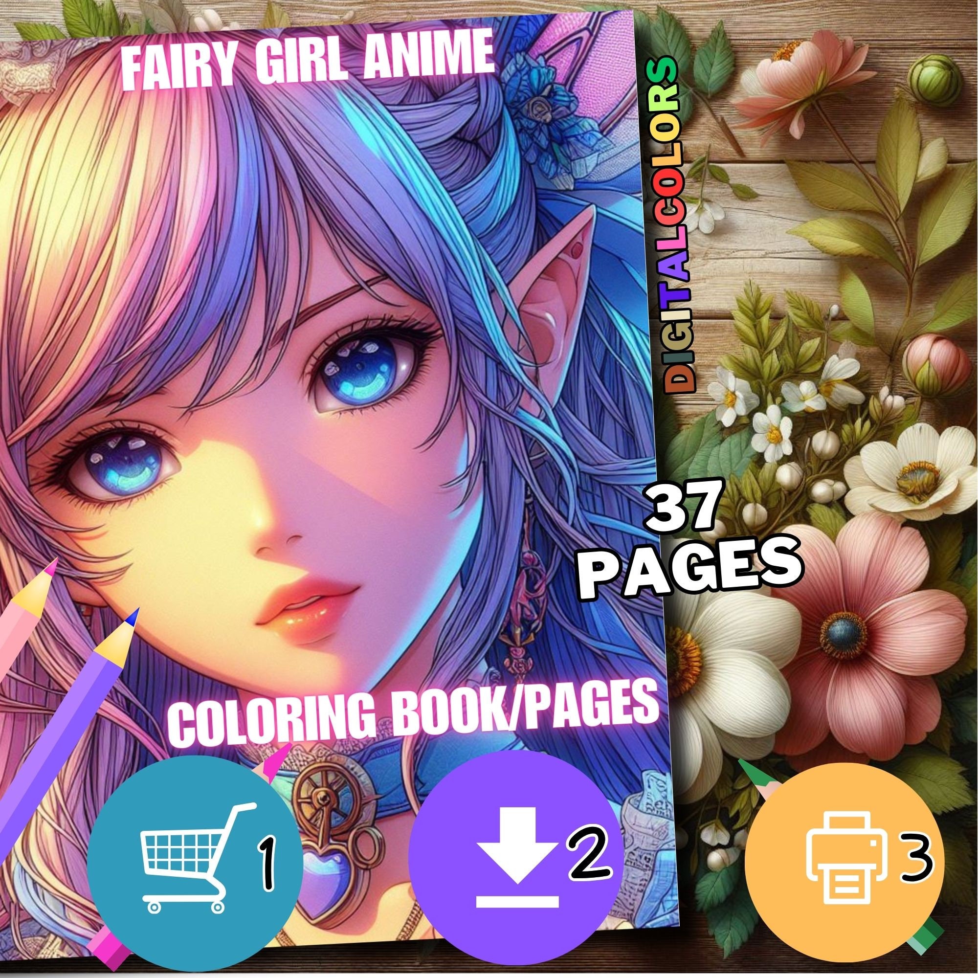 37 Fairy Anime Girls Coloring Pages Cute Fantasy Fairies Girl Anime ...