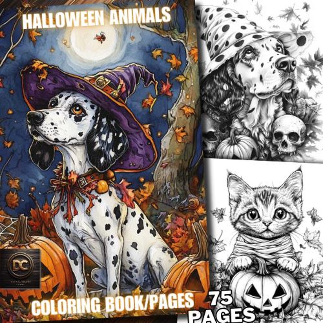 75 Halloween Animals Coloring Pages, Animal Coloring Book, Creepy ...