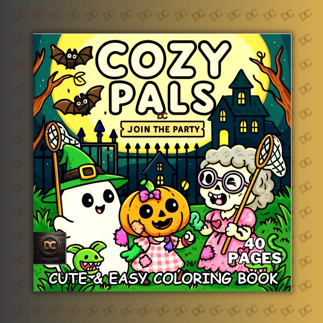 Cozy Pals Cute & Easy Coloring Book, Cozy Halloween Coloring Pages ...